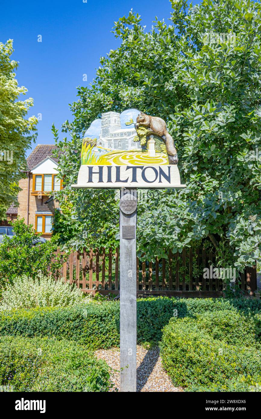 Hilton village sign, Hilton, Cambridgeshire, United Kingdom Stock Photo ...