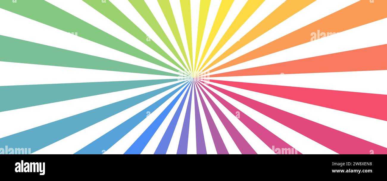 Colorful banner rays, sunbeam light lines background, color wheel Stock ...