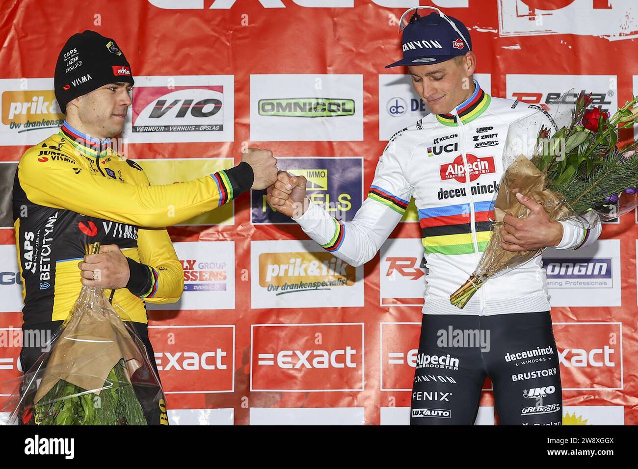 Mol, Belgium. 22nd Dec, 2023. Belgian Wout van Aert and Dutch Mathieu ...