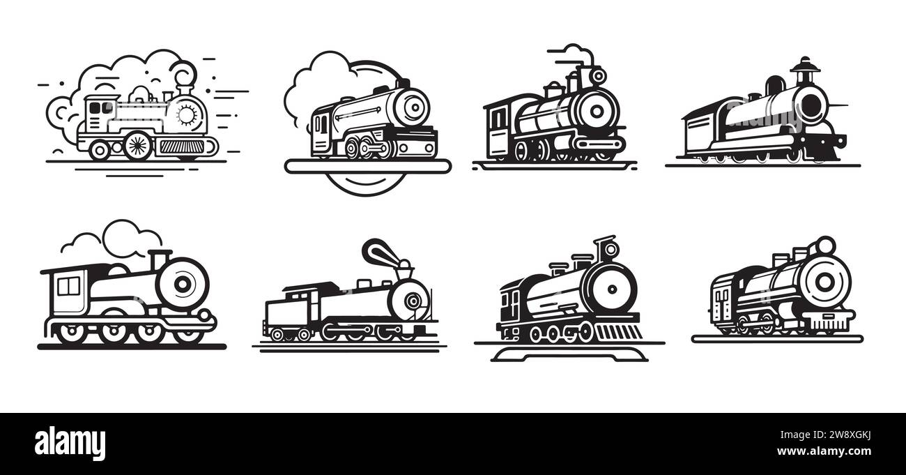 Logotype of the train, locomotive. Vector flat icon. Minimalistic image ...