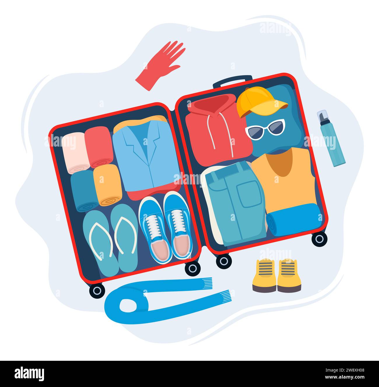 Open suitcase clothing Stock Vector Images - Alamy