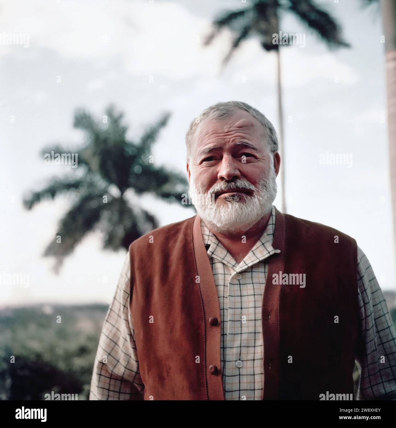 Photograph of the American writer Ernest Hemingway at his home in Finca ...
