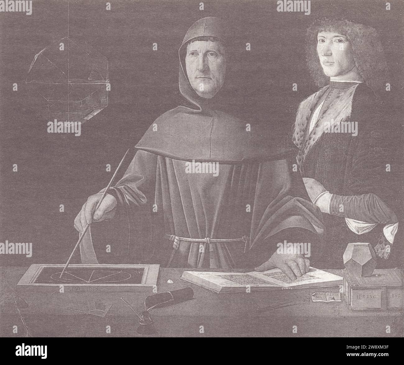 FRA LUCA PACIOLI IN THE PORTRAIT BY JACOPO DE BARBARI.1495 Stock Photo ...