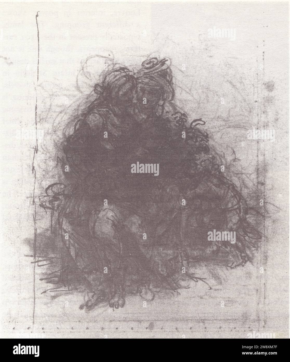 LEONARDO DA VINCI.SCALED PREPARATORY DRAWING FOR THE VIRGIN AND CHILD ...