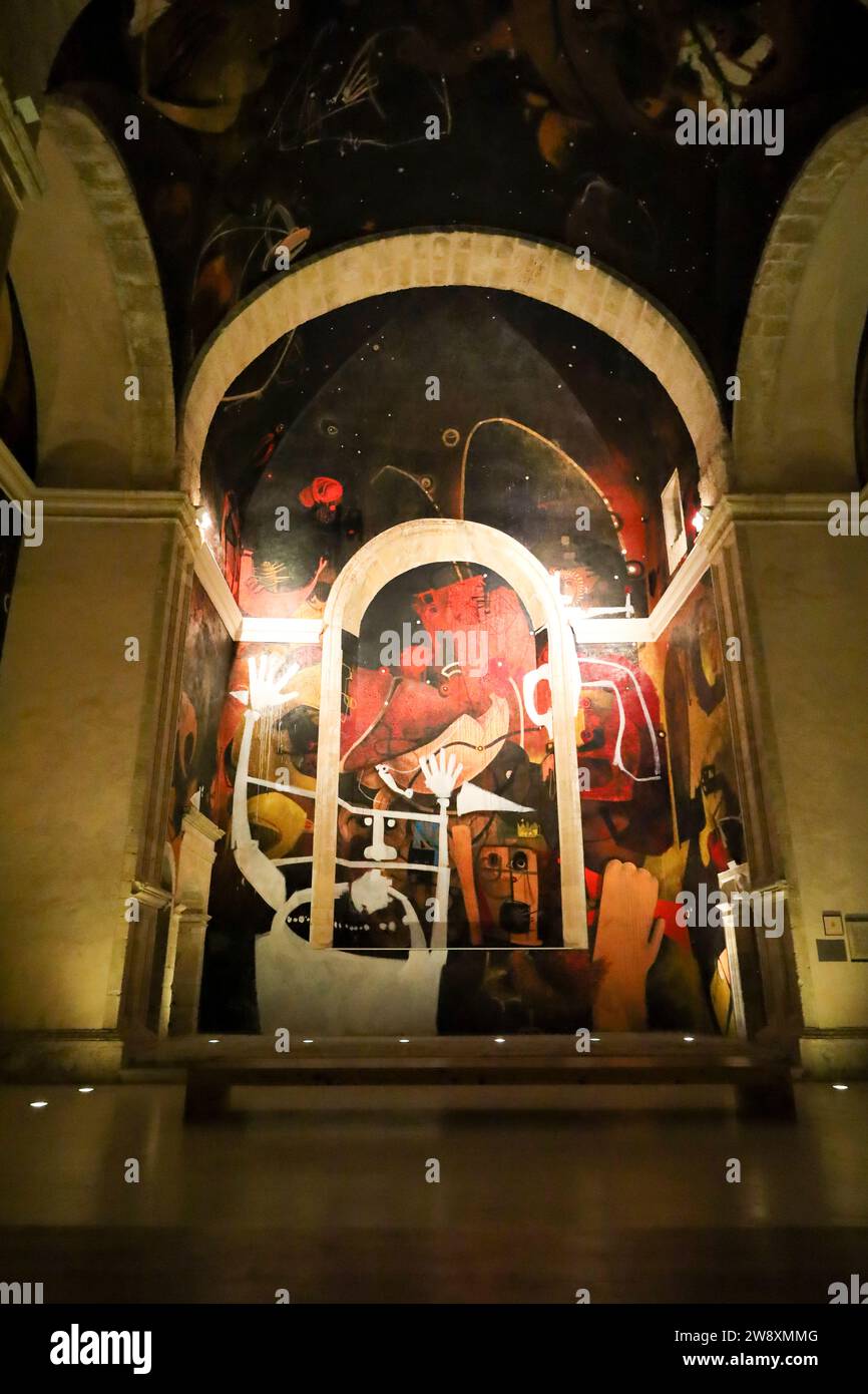 Alarcon, Cuenca, Spain- December 10, 2023: Art wall at Alarcon Mural ...