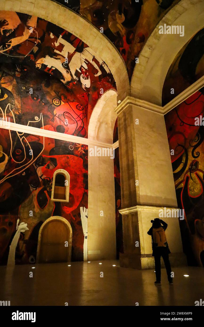 Alarcon, Cuenca, Spain- December 10, 2023: Art wall at Alarcon Mural ...