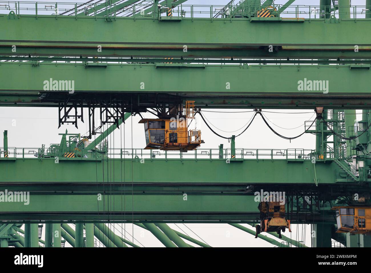Container control room in a Cargo freight industrial crane. Industry ...