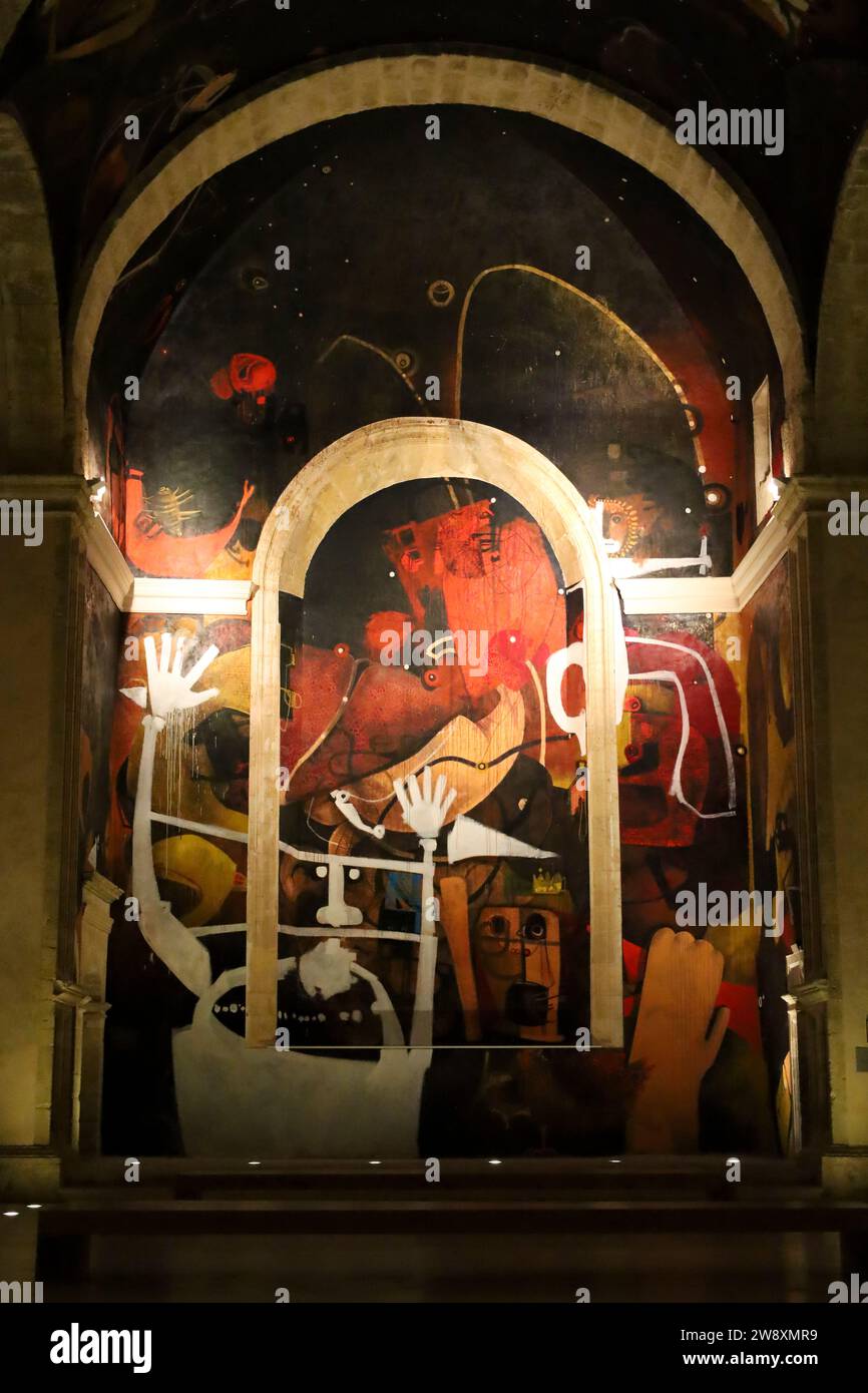 Alarcon, Cuenca, Spain- December 10, 2023: Art wall at Alarcon Mural ...