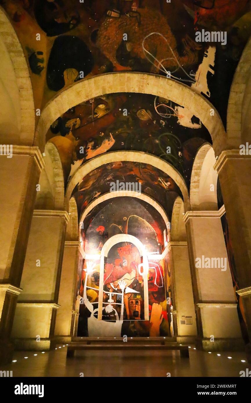 Alarcon, Cuenca, Spain- December 10, 2023: Art wall at Alarcon Mural ...