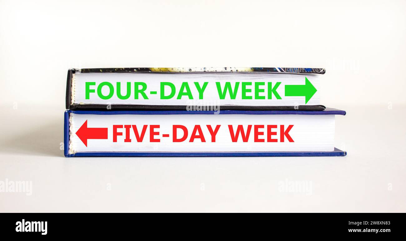 5 or 4 day week symbol. Concept word Five-day week or Four-day week on ...