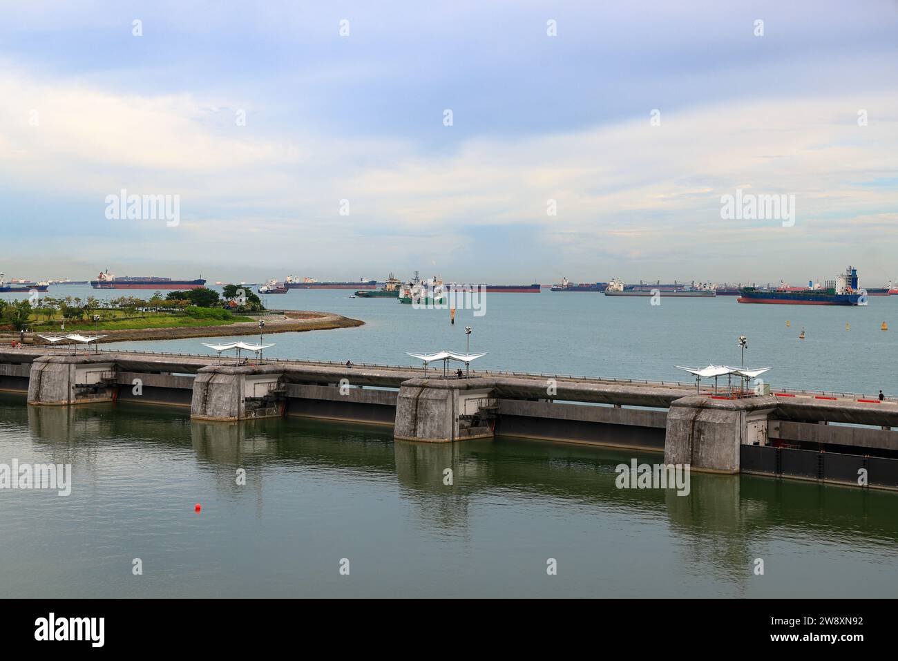 The Marina Barrage, a dam across the mouth of the Marina Channel to ...