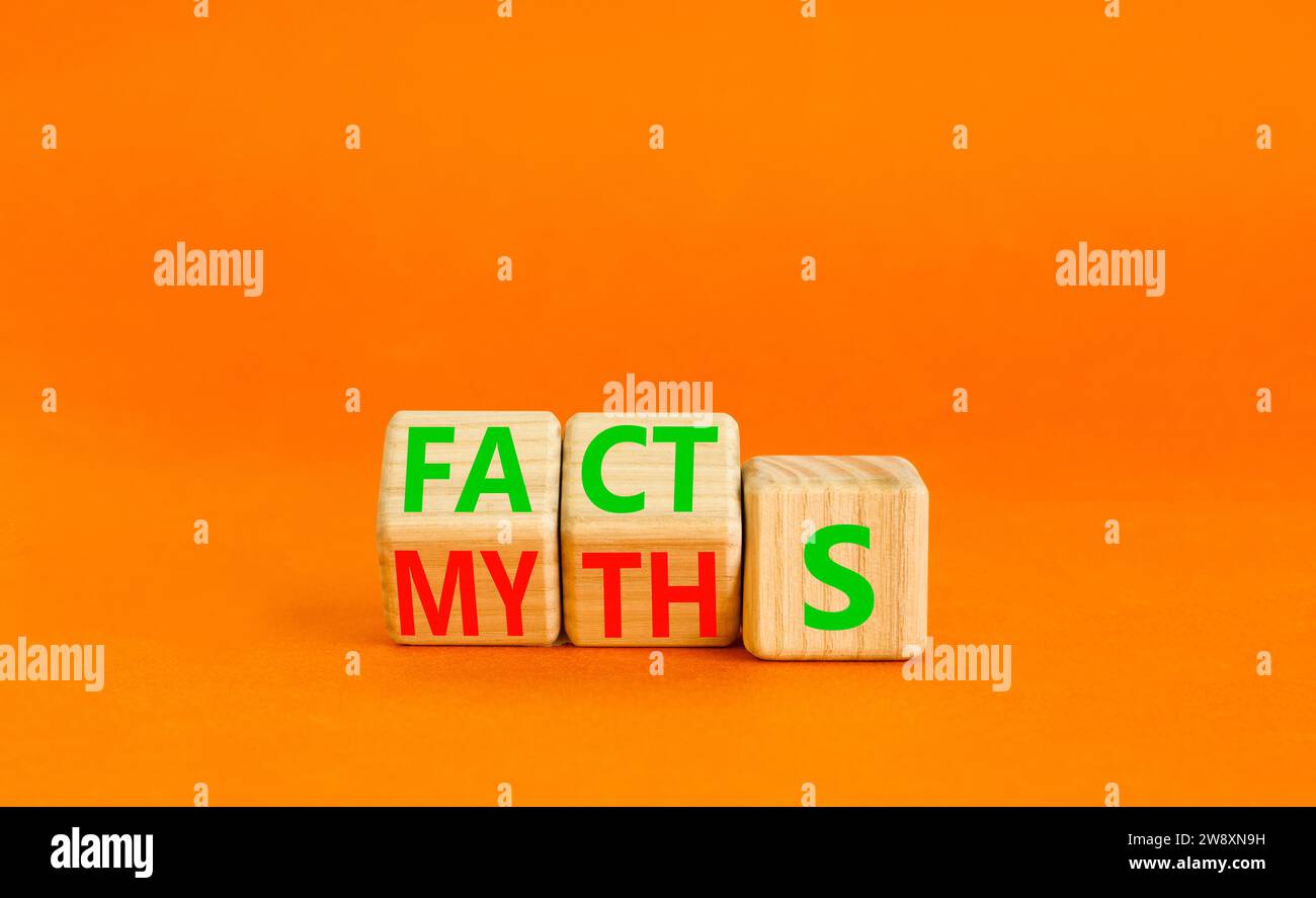Facts or myths symbol. Concept word Myths and Facts. Beautiful orange ...
