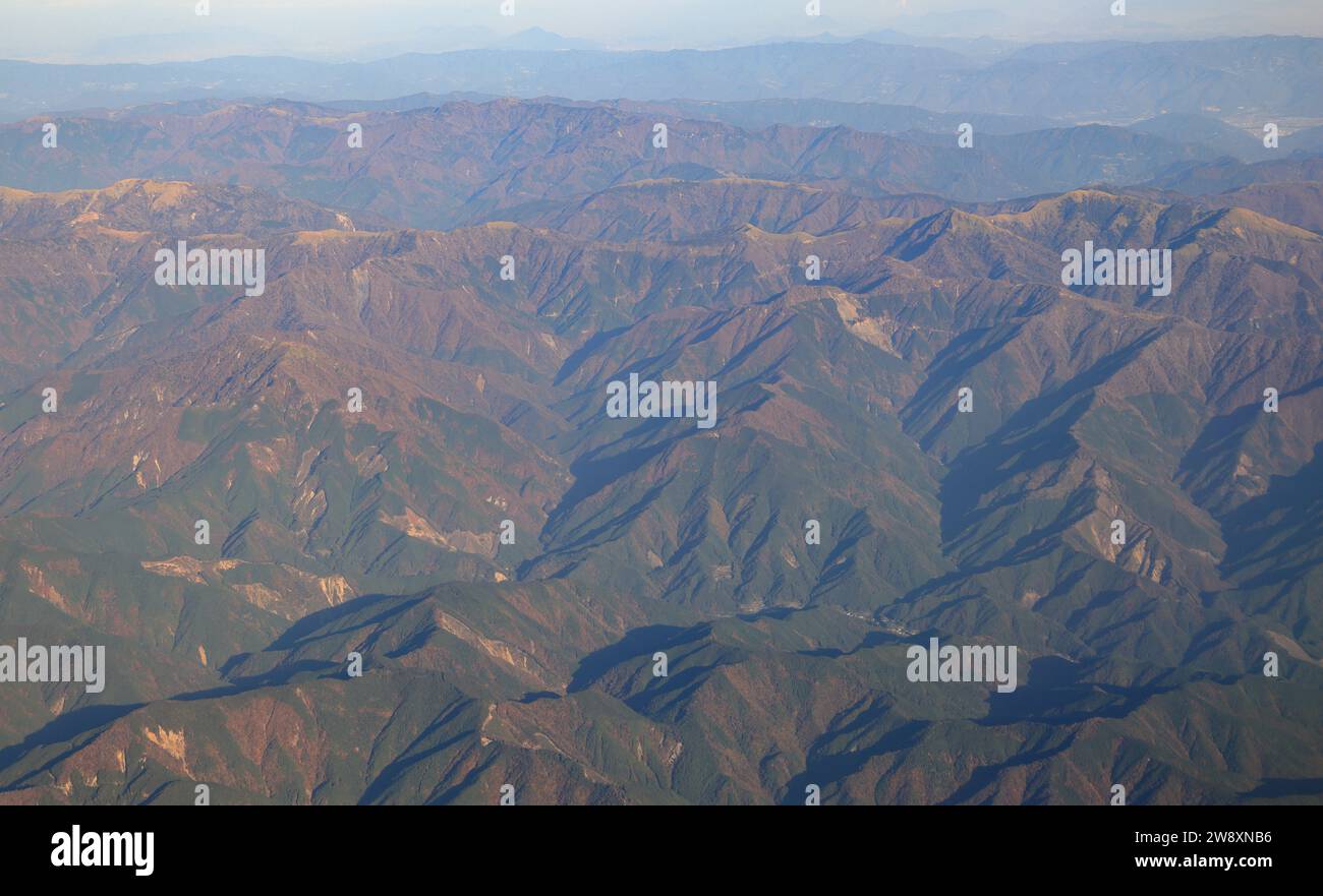 Beautiful View From a plane, look over Mount Tsurugi in Tokushima ...