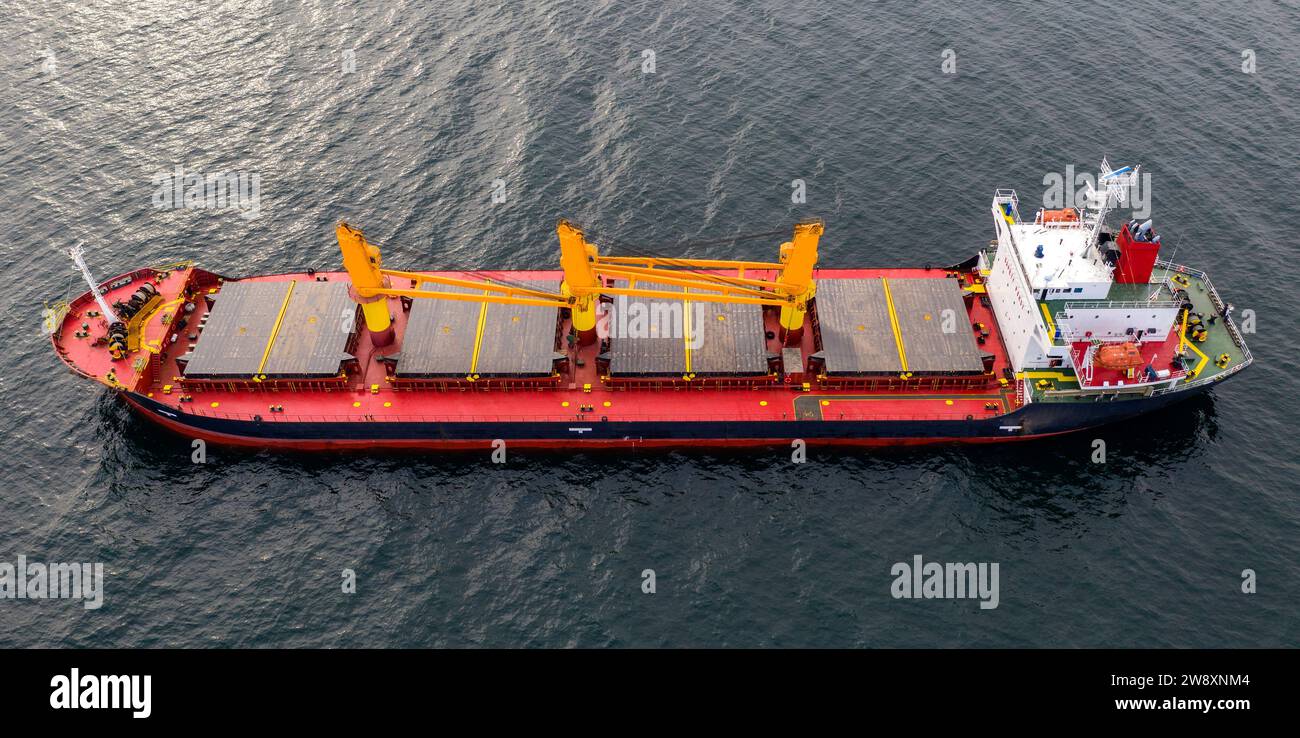 Big ship at sea. Aerial top view of cargo ship vessel import-export ...