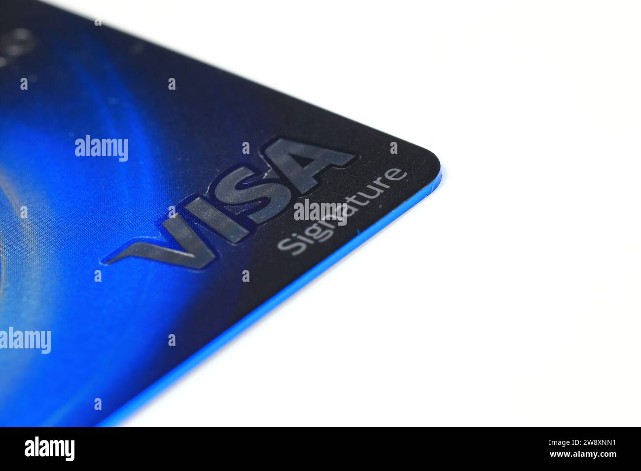 Credit cards with part of logo on corner of card isolated on white ...