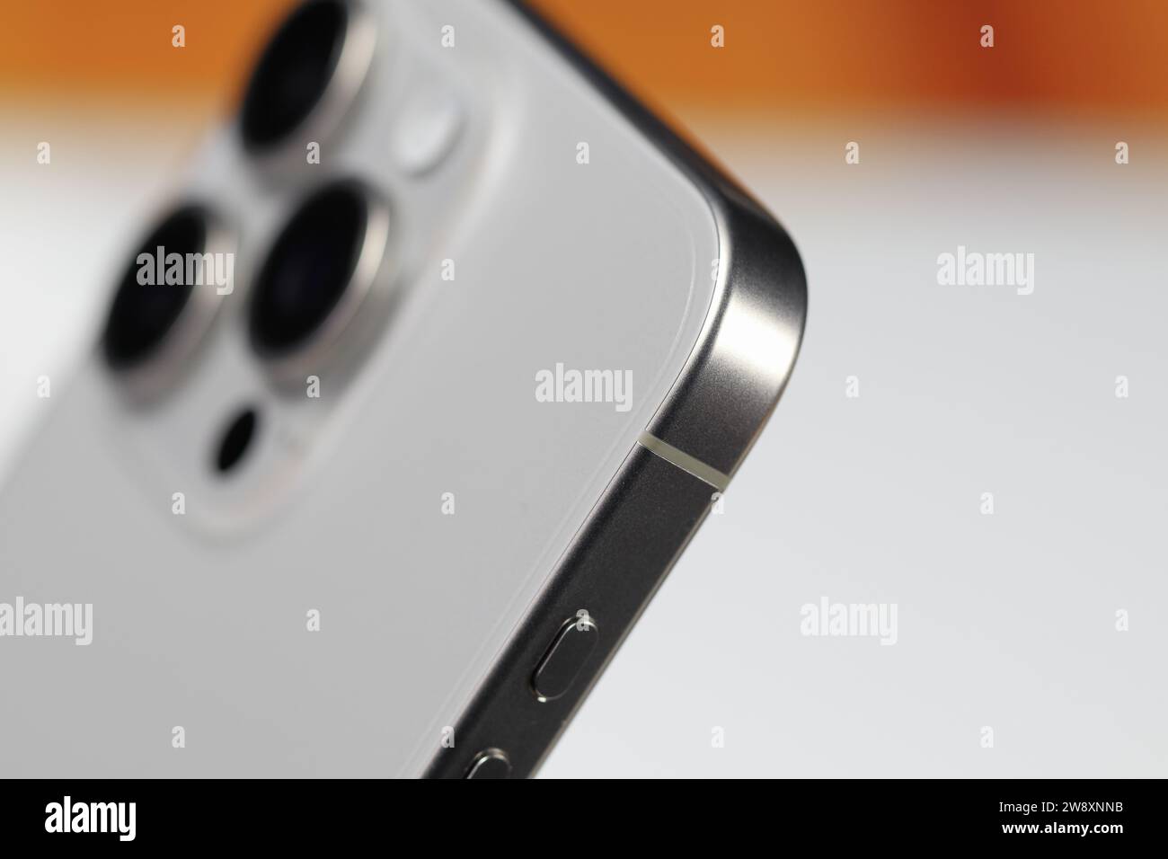 Close up texture on new material of modern smartphone or Mobile phone ...