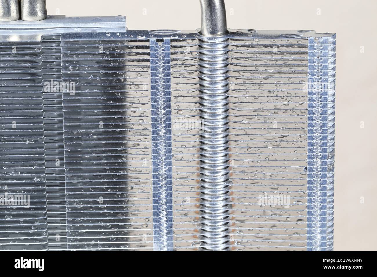 Close up view of passive heatsink with the aluminum fin and copper heat ...