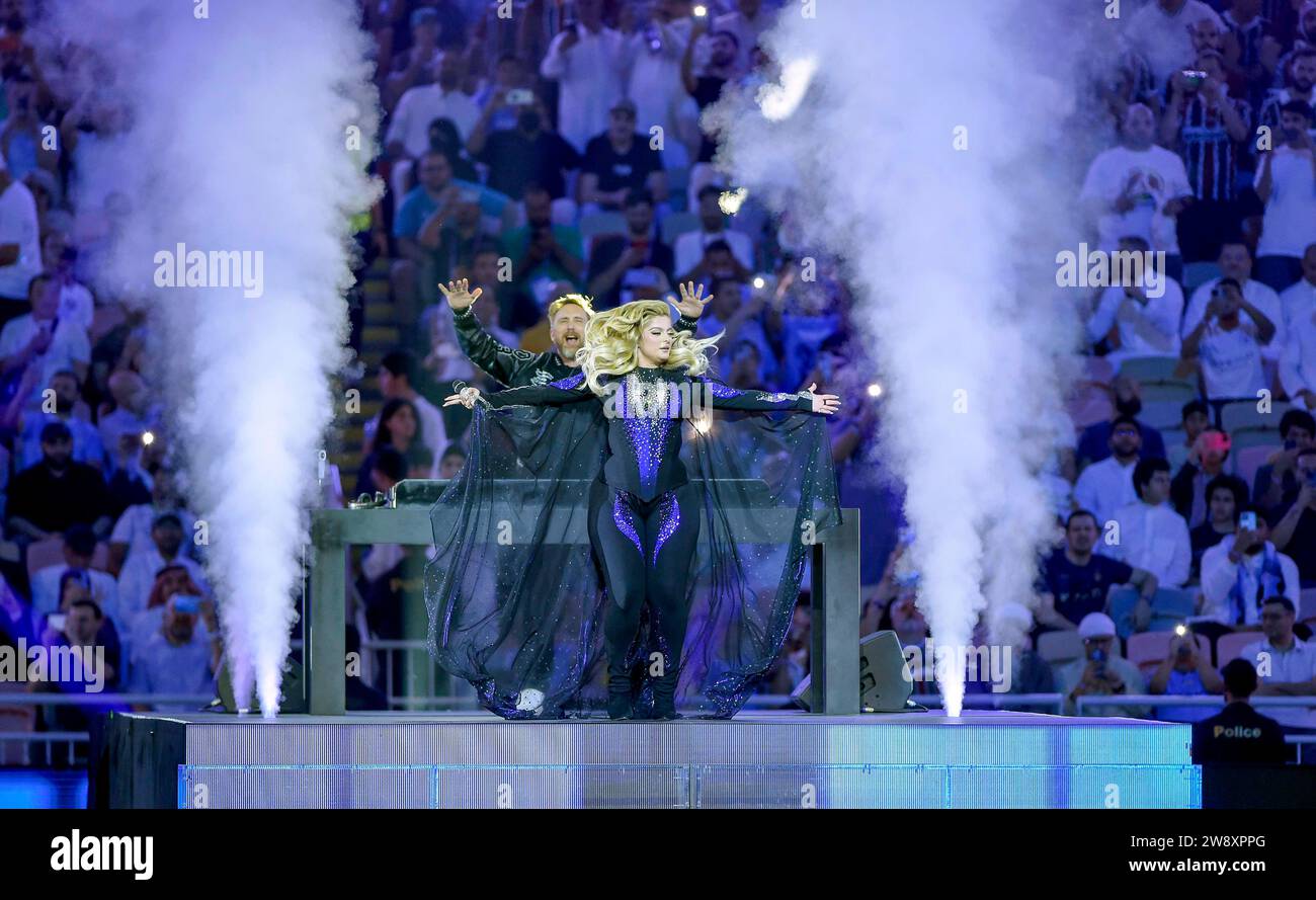 Bebe Rexha and David Guetta perform during the FIFA Club World Cup 2023 ...