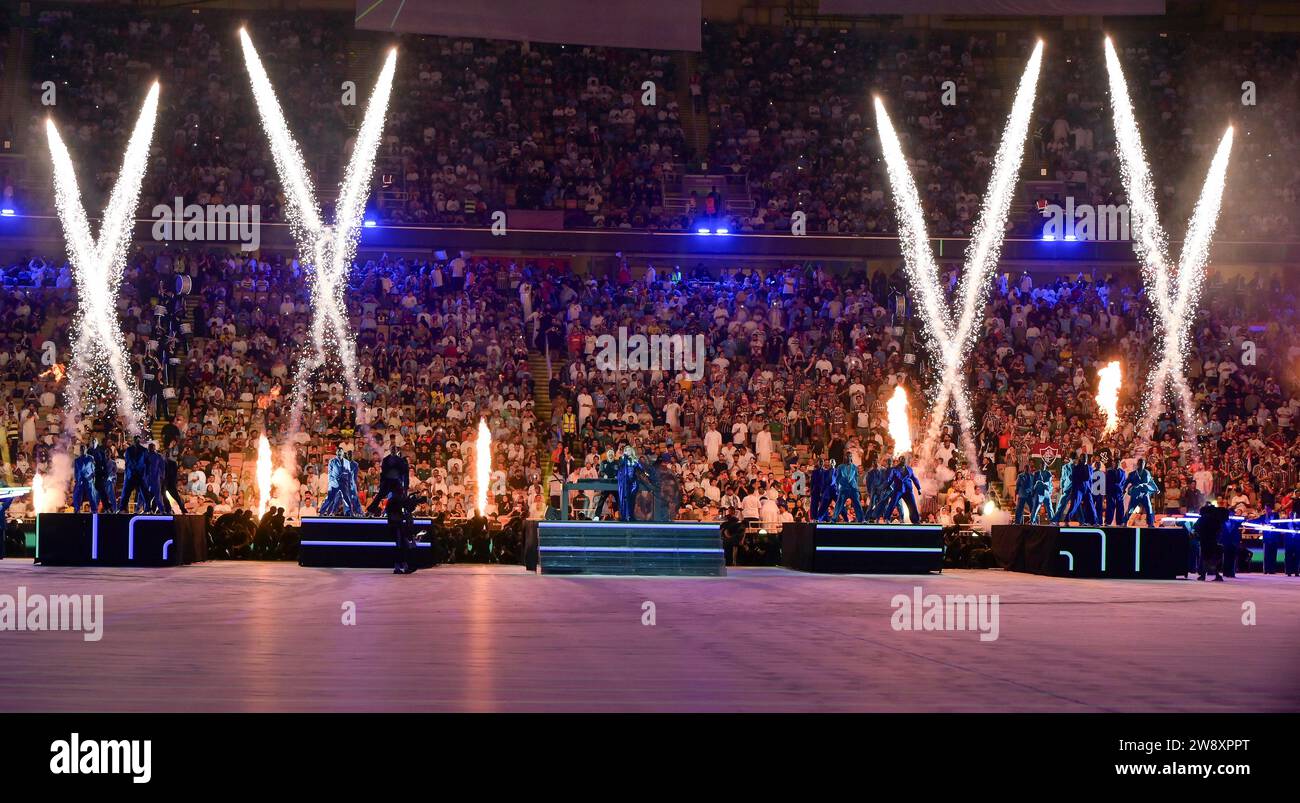 Bebe Rexha and David Guetta perform during the FIFA Club World Cup 2023 ...