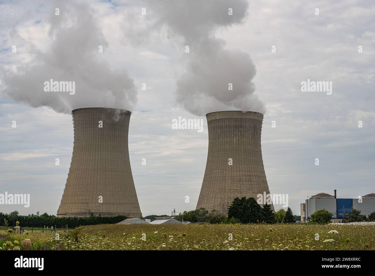 Nuclear power plant on the Loire River, center of France. Centrale ...