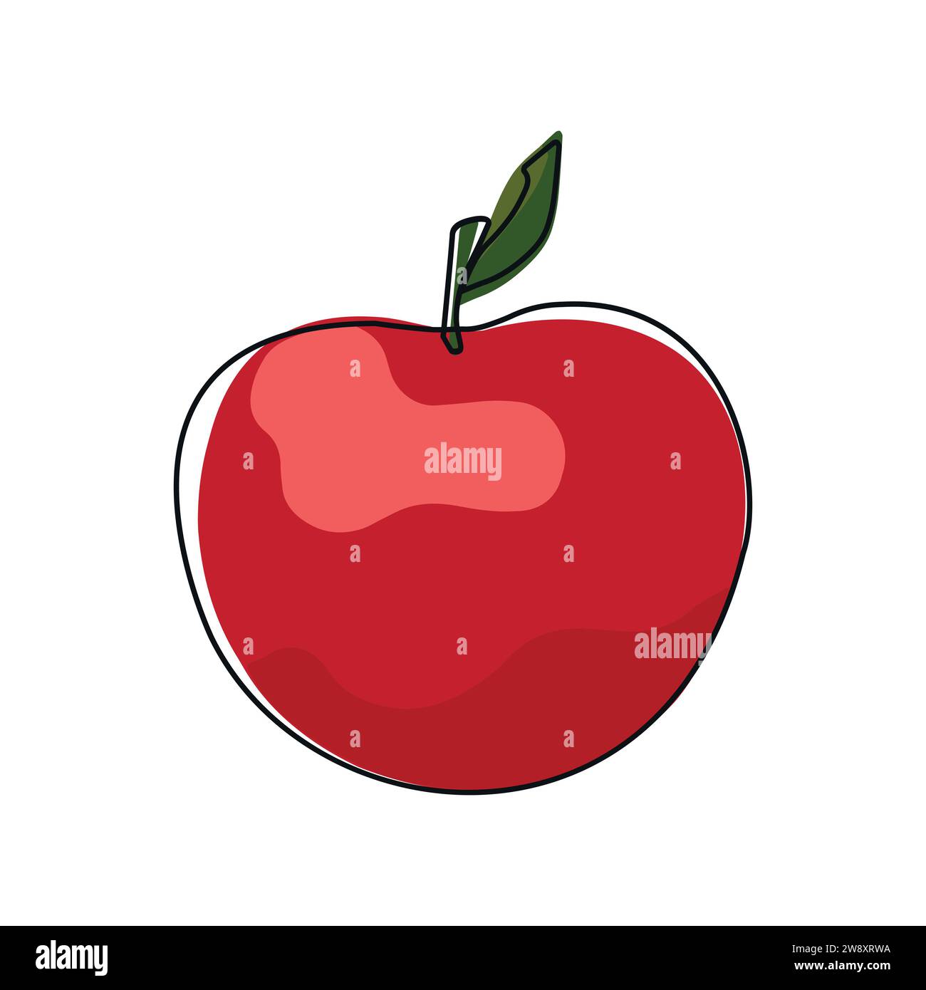 Line red apple on white background. Vector illustration Stock Vector ...