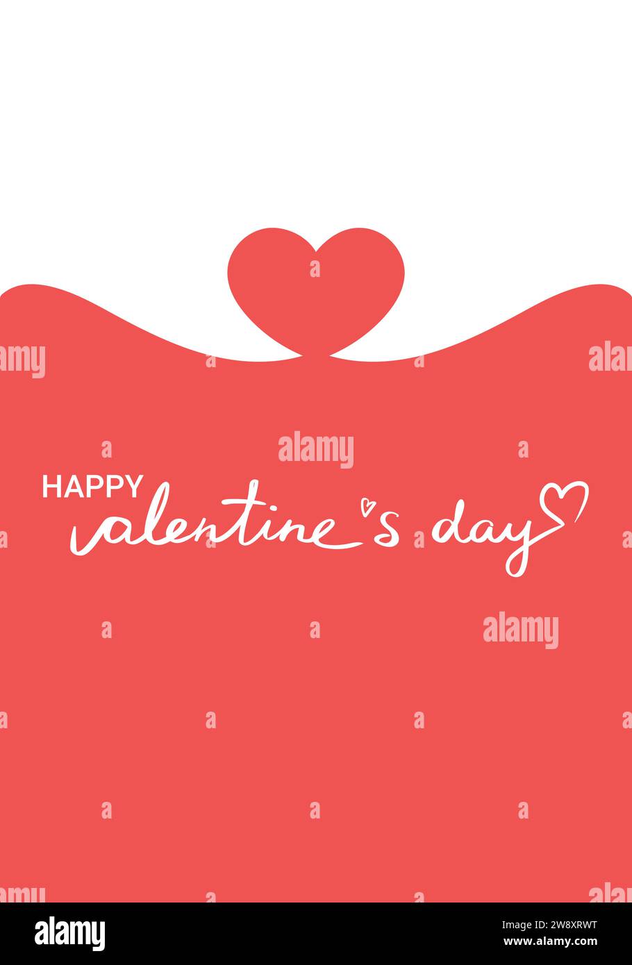 Minimalist Valentines Day card with a heart shape. Divided white and ...