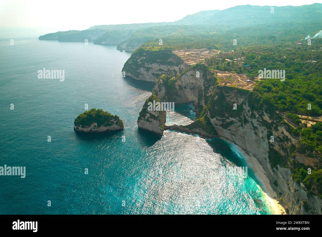 Cinematic aerial landscape shots of the beautiful island Diamond beach ...