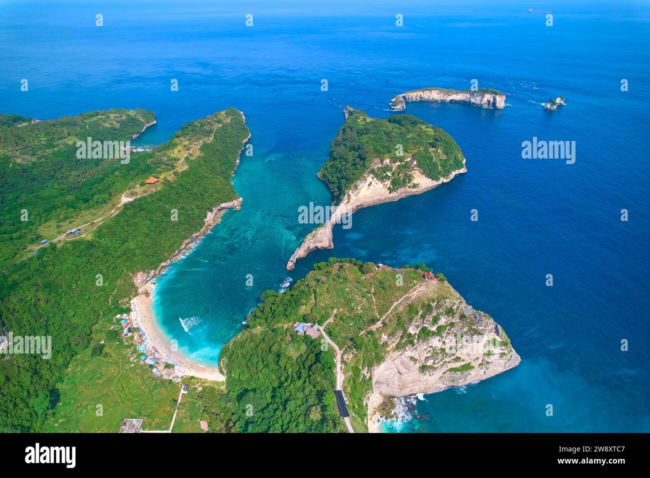 Cinematic aerial landscape shots of the beautiful island Diamond beach ...