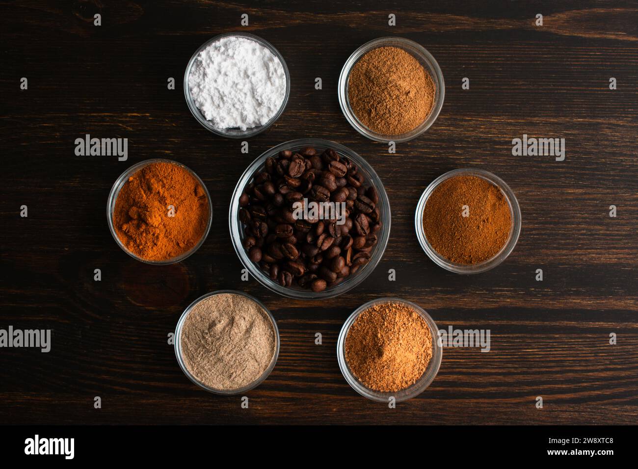 Spiced Christmas Coffee Ingredients in Small Glass Bowls: Coffee beans ...