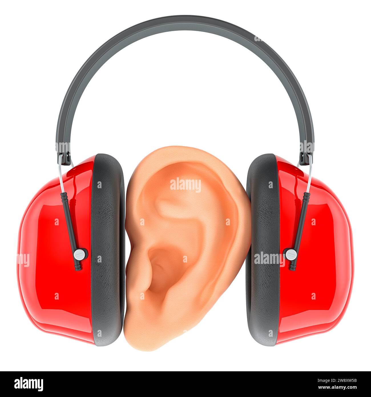 Ear Defenders with ear, protection concept. 3D rendering isolated on ...
