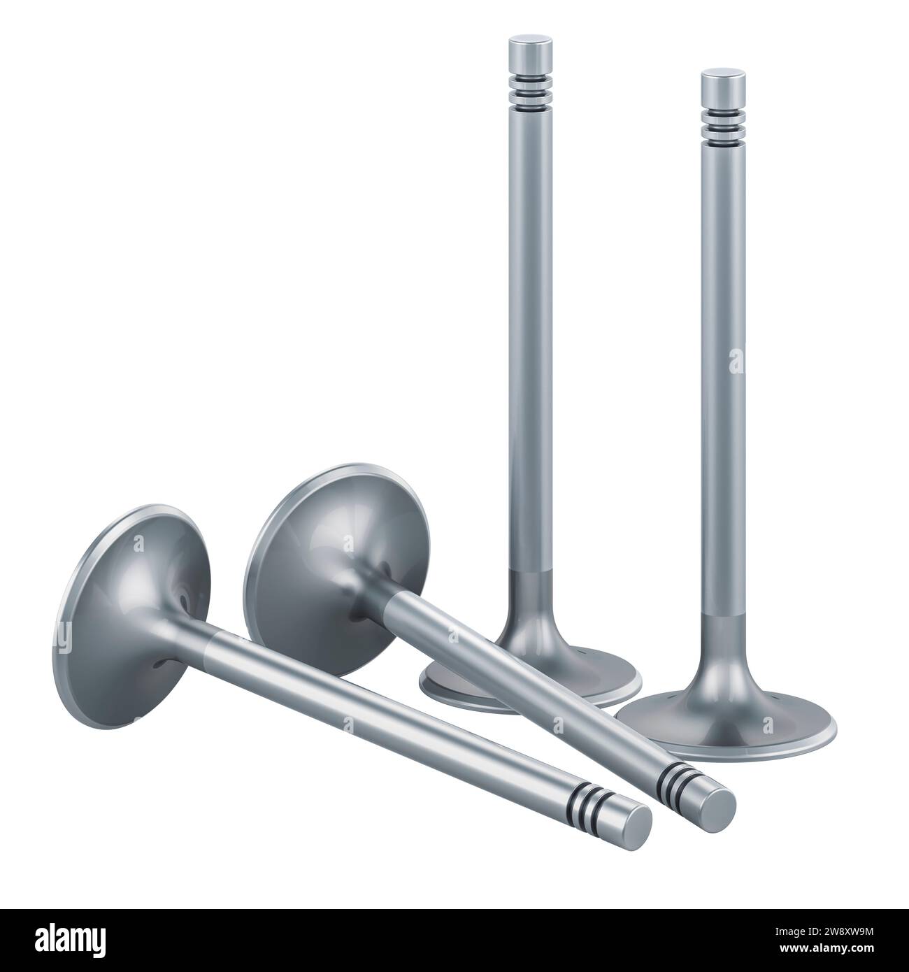 Engine intake valves, 3D rendering isolated on white background Stock ...