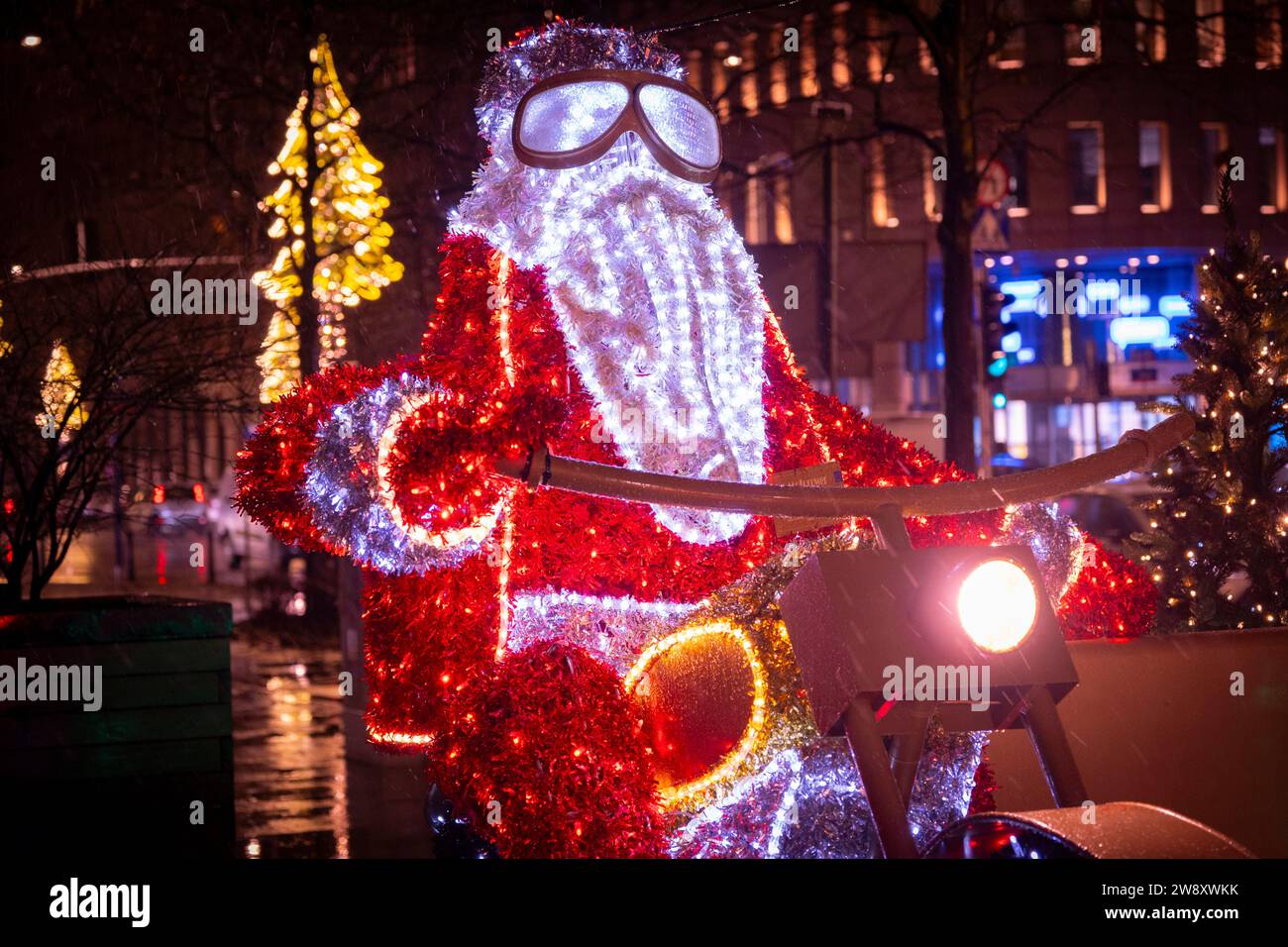 Warsaw, Poland. 22nd Dec, 2023. A Santa Claus with motorcycle riding ...