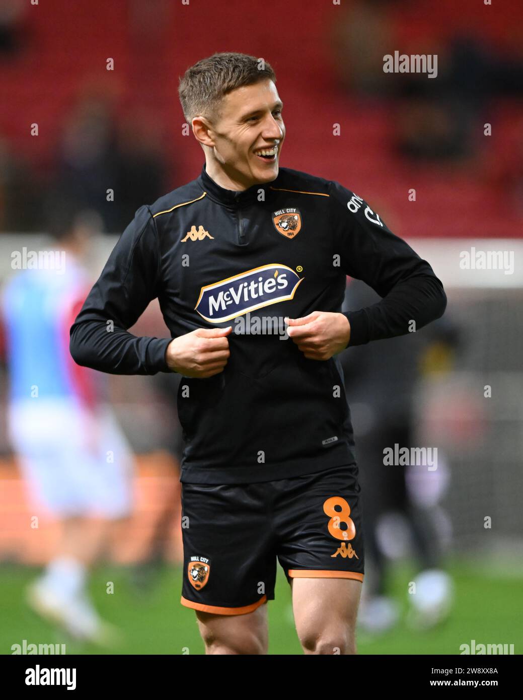 Greg Docherty #8 of Hull City during the pre match warm up for the Sky ...