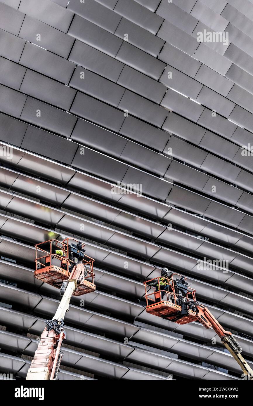 Construction technicians carrying out construction work at the ...