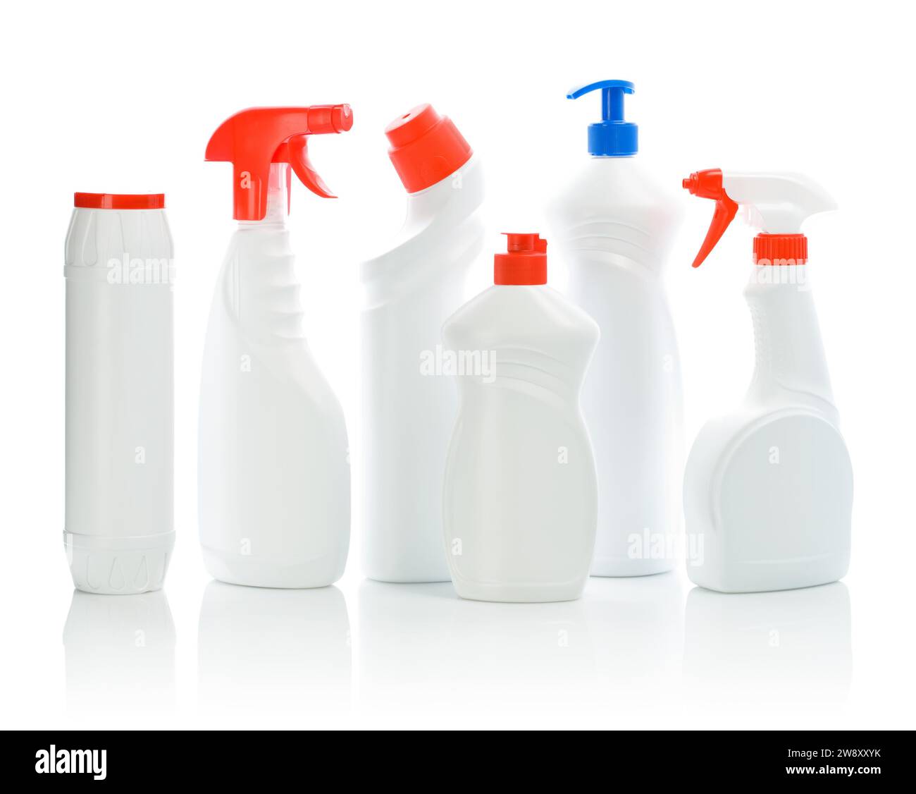 Set of white cleaning agents Stock Photo - Alamy