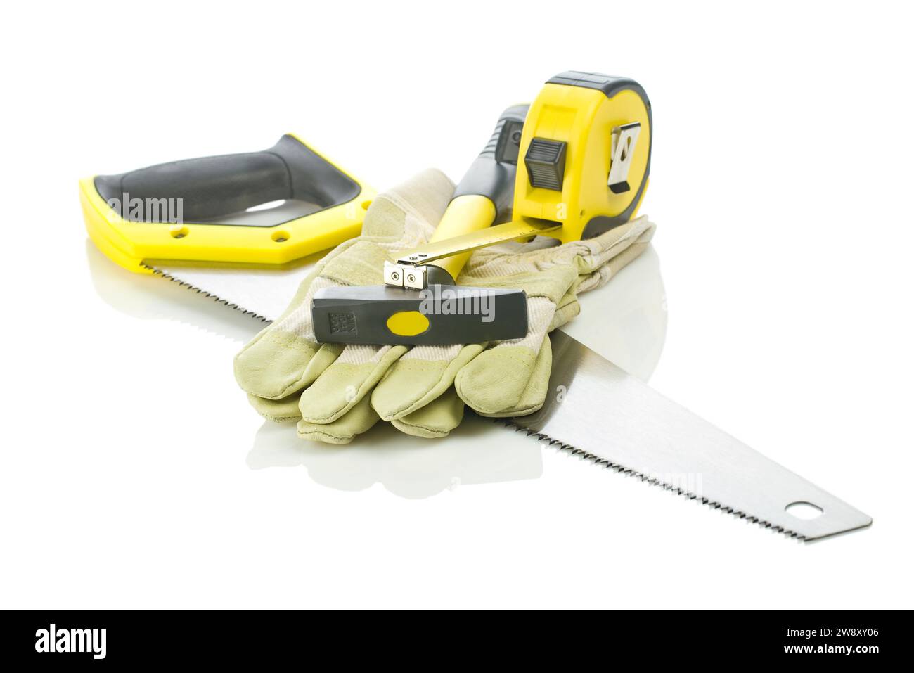 Hammer saw tape measure Cut Out Stock Images & Pictures - Alamy