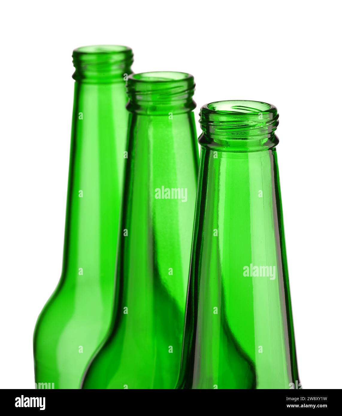 Upper part of three bottles insulated Stock Photo - Alamy