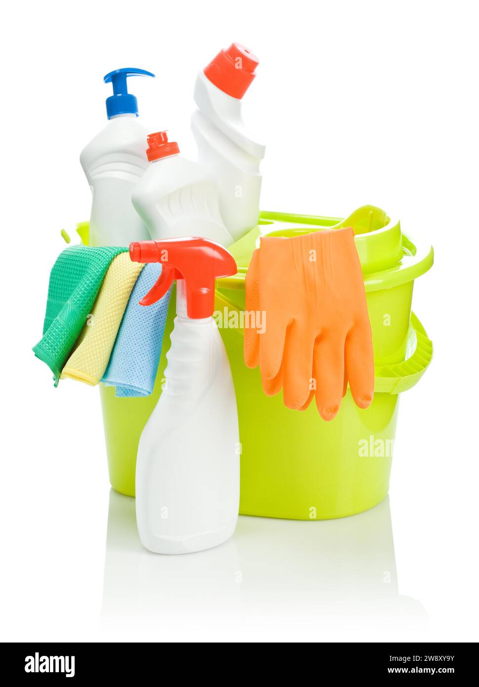 Yellow bucket with cleaning agents Stock Photo - Alamy