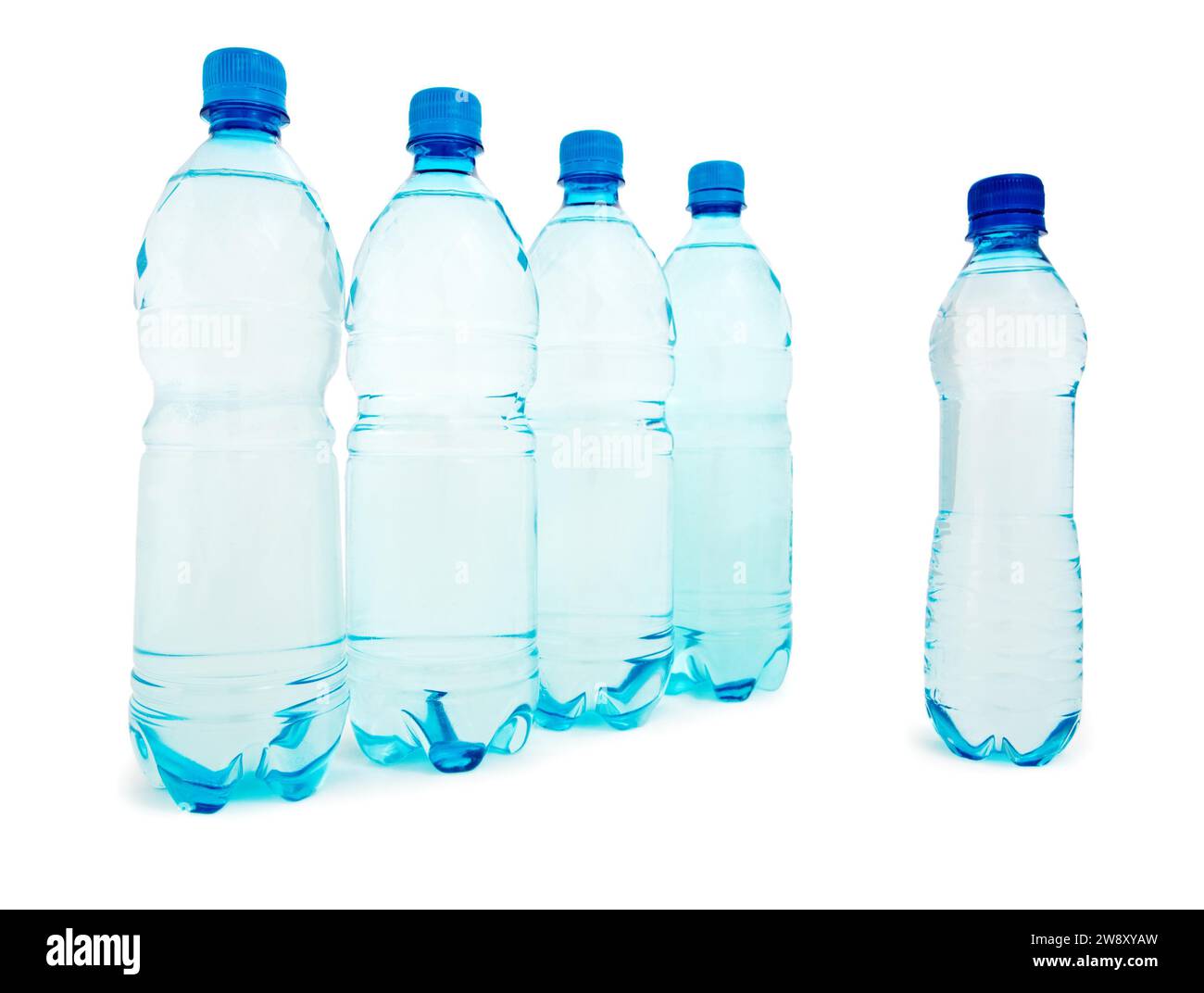 Group of blue bottles isolated Stock Photo - Alamy