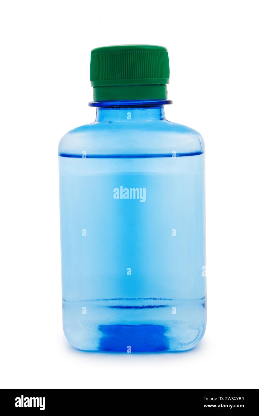 Blue bottle with a chemical liquid Stock Photo - Alamy