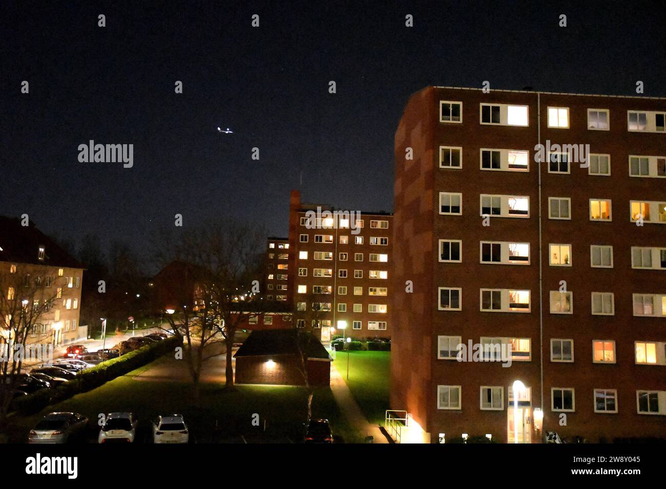 Kastrup/Copenhagen, Denmark /22 December 2023/Night scene over Kastrup ...