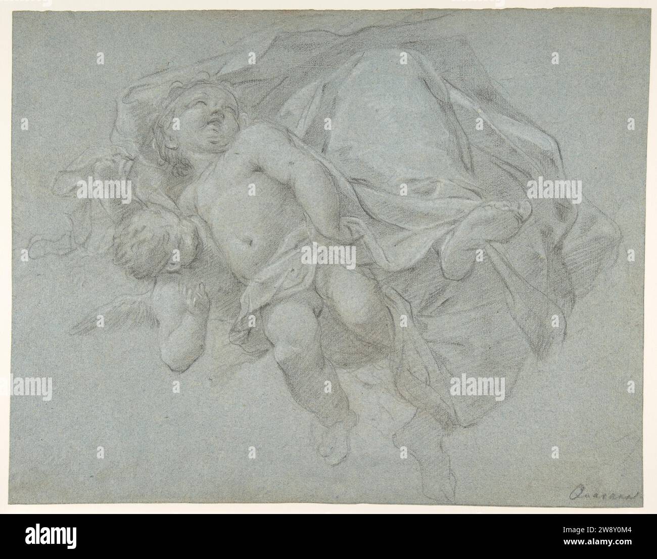 Two Putti Supporting the Lower Part of a Draped Figure (recto); Two ...