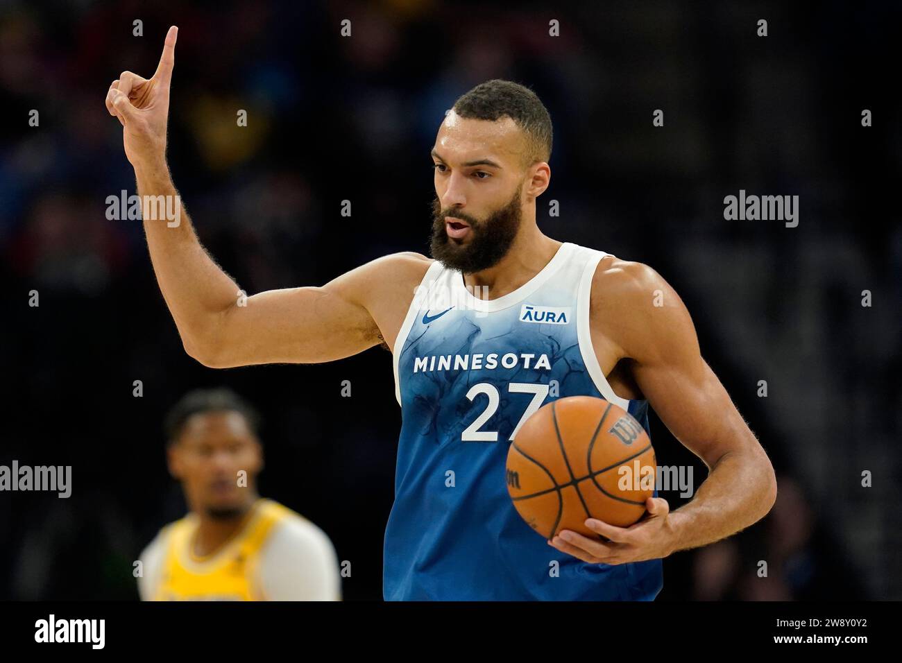 Minnesota Timberwolves center Rudy Gobert (27) signals during the ...