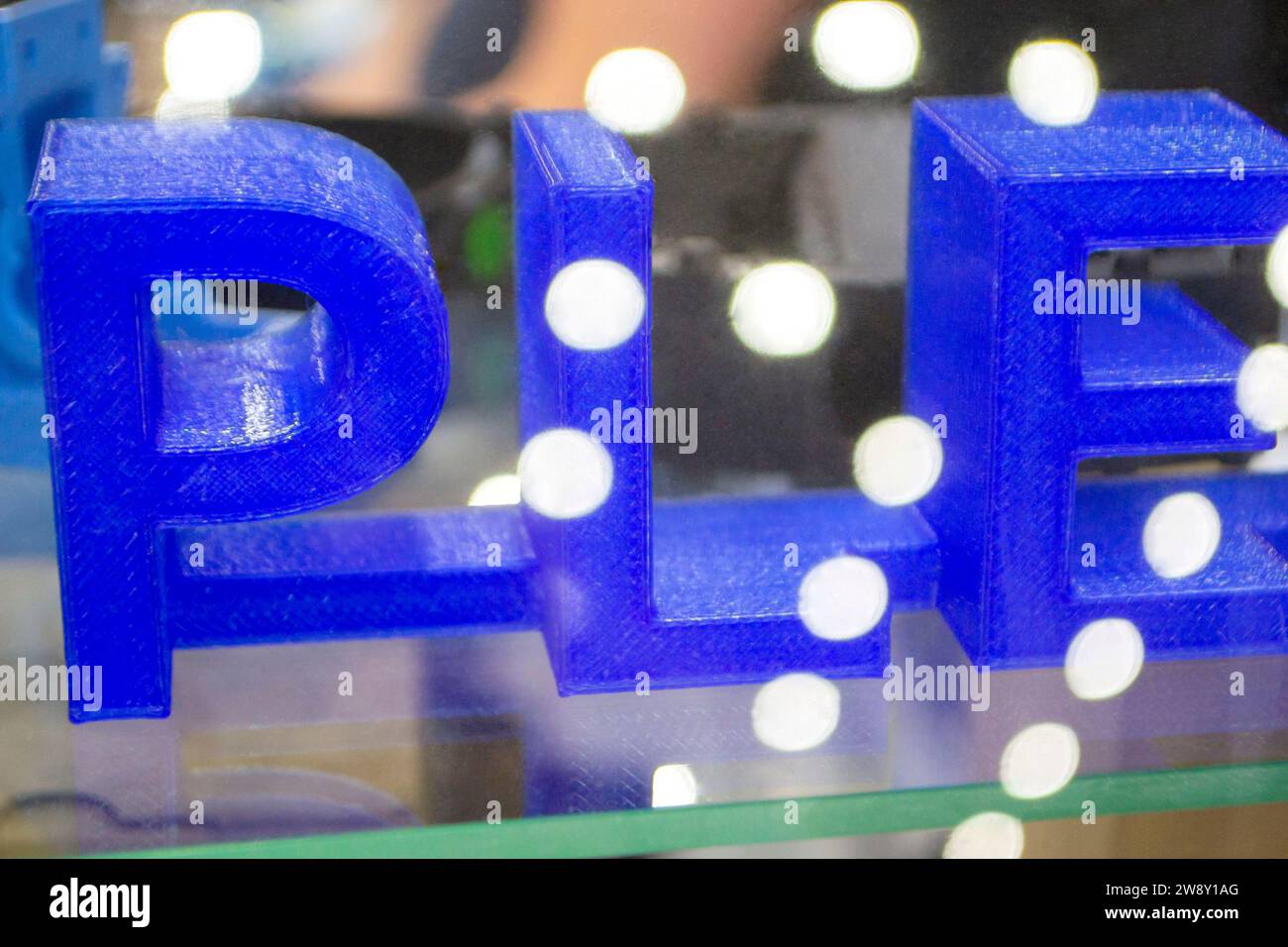 Objects letters printed on 3D printer close-up. Models letter 3D ...
