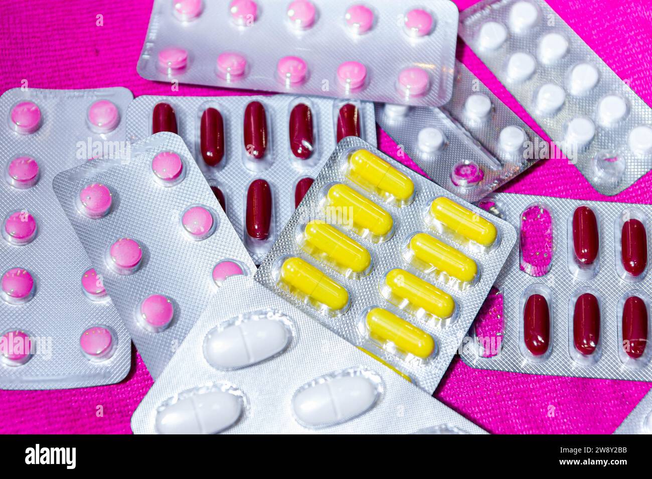 Pharmaceuticals, tablets and antibiotics. Medical concept treatment of ...