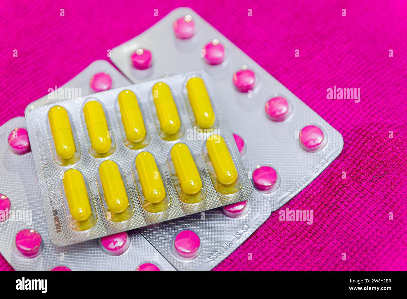 Pharmaceuticals, tablets and antibiotics. Medical concept treatment of ...