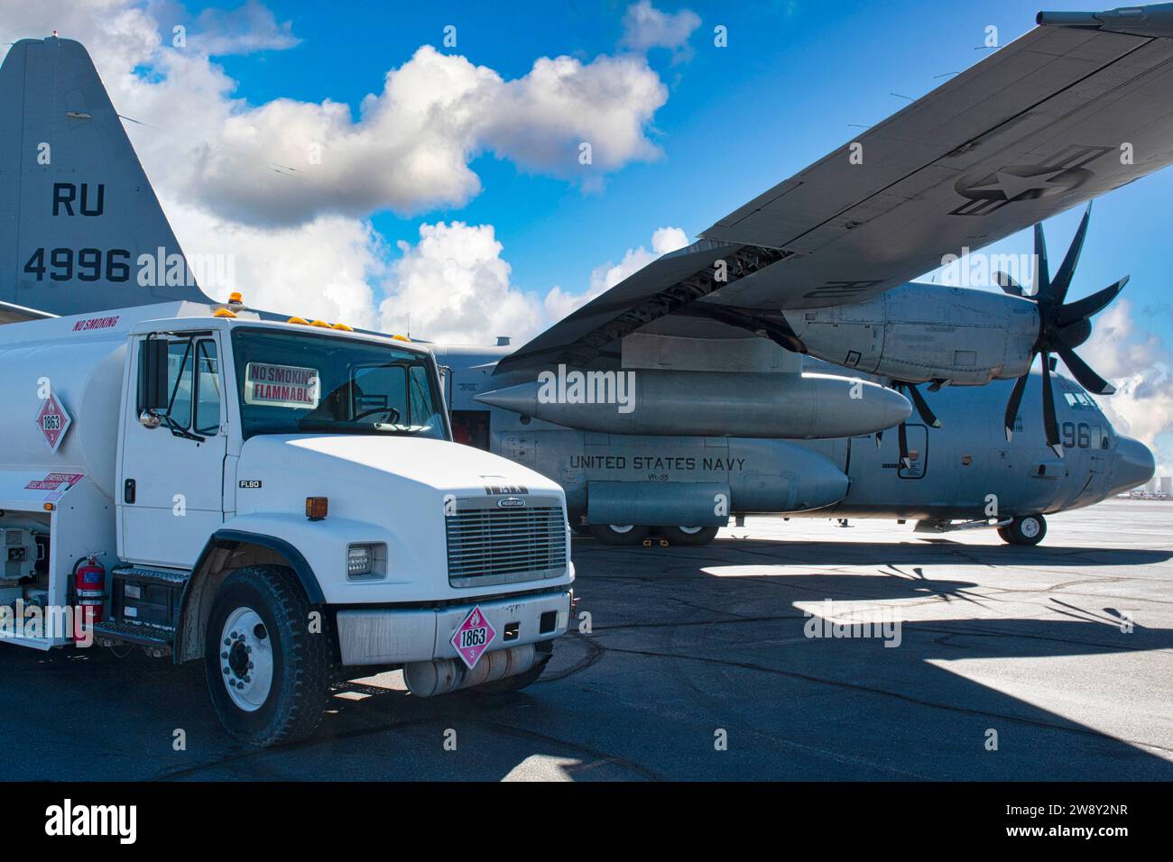 C130 of the US NAVY being refueled at Tucson International Airport in ...