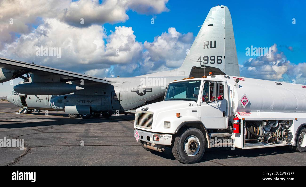C130 of the US NAVY being refueled at Tucson International Airport in ...