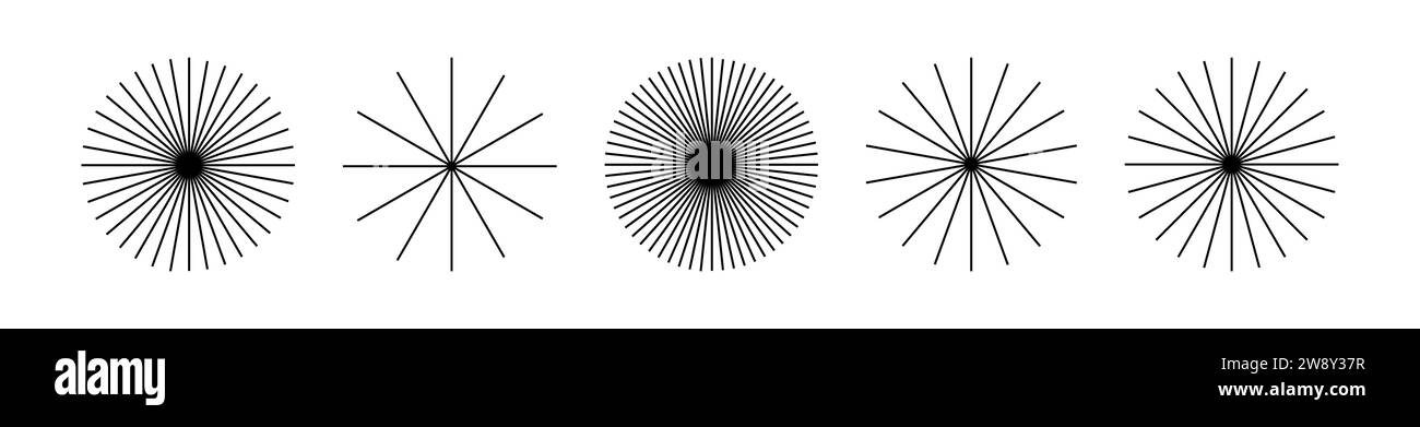 Starburst stripe round set. Ray lines emanate from the center of the ...