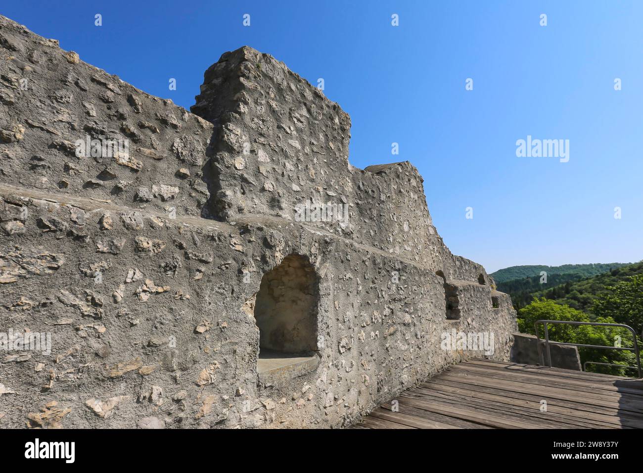 Castle Derneck, medieval castle ruin, wooden floor, masonry, stone ...